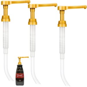 tanlade 3 pcs coffee syrup pump dispenser sauce pump dispenser pumps for syrup bottles 64 oz, gold