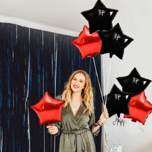 AnnoDeel 20pcs Black Red Star Foil Balloons,18inch Black and Red Star Mylar Balloons for Wedding Birthday Engagement Graduation Party Decoration