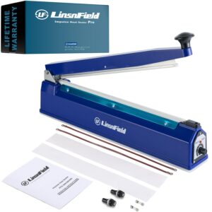 linsnfield sealer pro - 8 inch impulse heat sealer - 2mm sealing width - manual heat sealer machine for all bags - most heavy duty for strong, secure sealing for long term food storage, deep blue