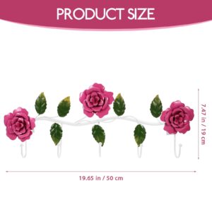 LOGOFUN Metal Wall Hooks Rose Flower Coat Hooks Rustic Style Hanging Hook for Bathroom Room Decorations (Rose)