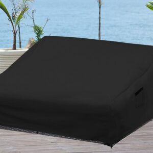 WORUO Outdoor sunbed waterproof cover, heavy-duty rattan sofa chair cover, 600D tear resistant, UV resistant, waterproof courtyard furniture cover, black