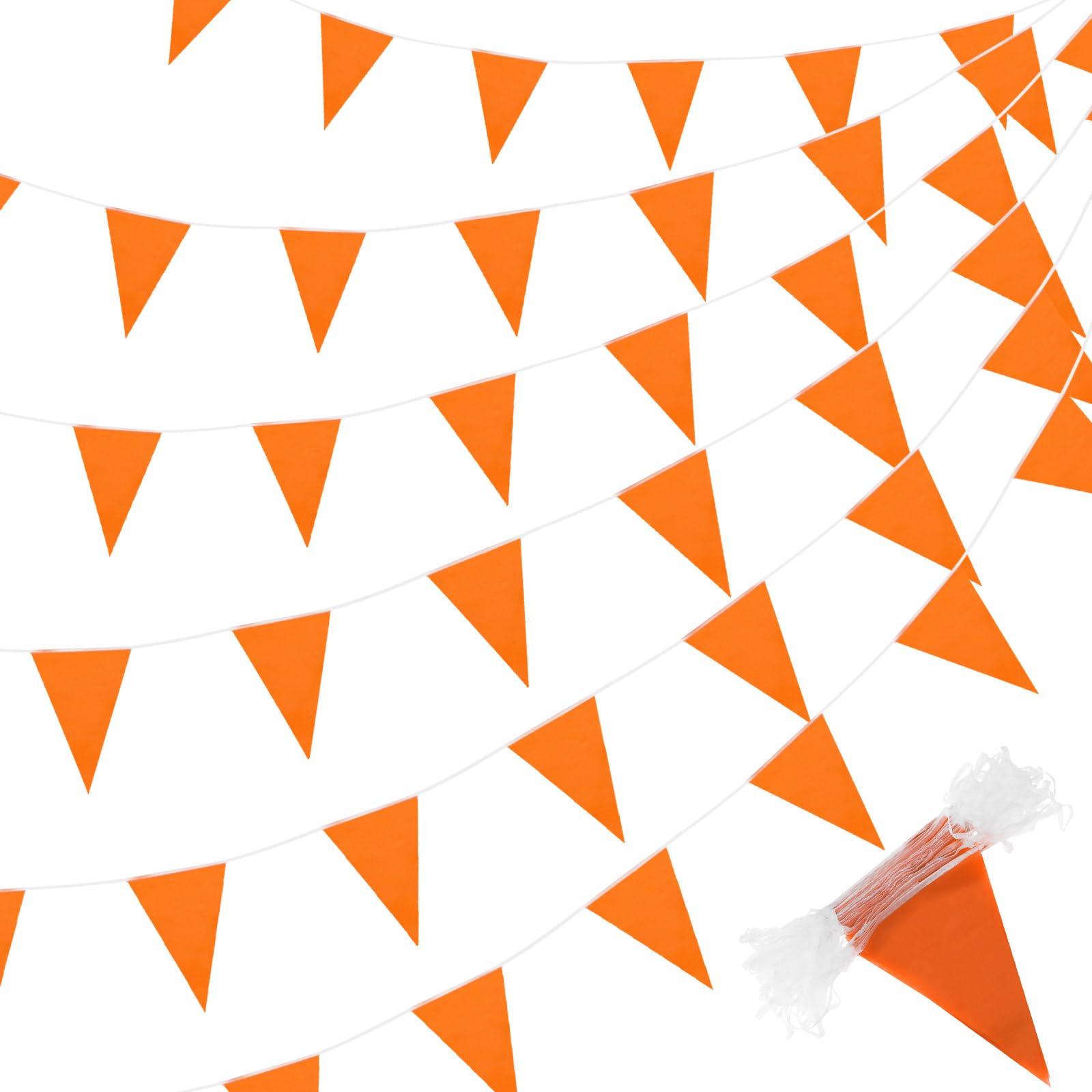 Preboun 400 ft Solid Pennant Banners Flags 240 Pcs String Hanging DIY Triangle Bunting Bulk Garland for Grand Opening Carnival Birthday Party Decoration Festival Celebration Outdoor (Orange)