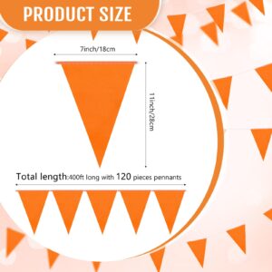 Preboun 400 ft Solid Pennant Banners Flags 240 Pcs String Hanging DIY Triangle Bunting Bulk Garland for Grand Opening Carnival Birthday Party Decoration Festival Celebration Outdoor (Orange)