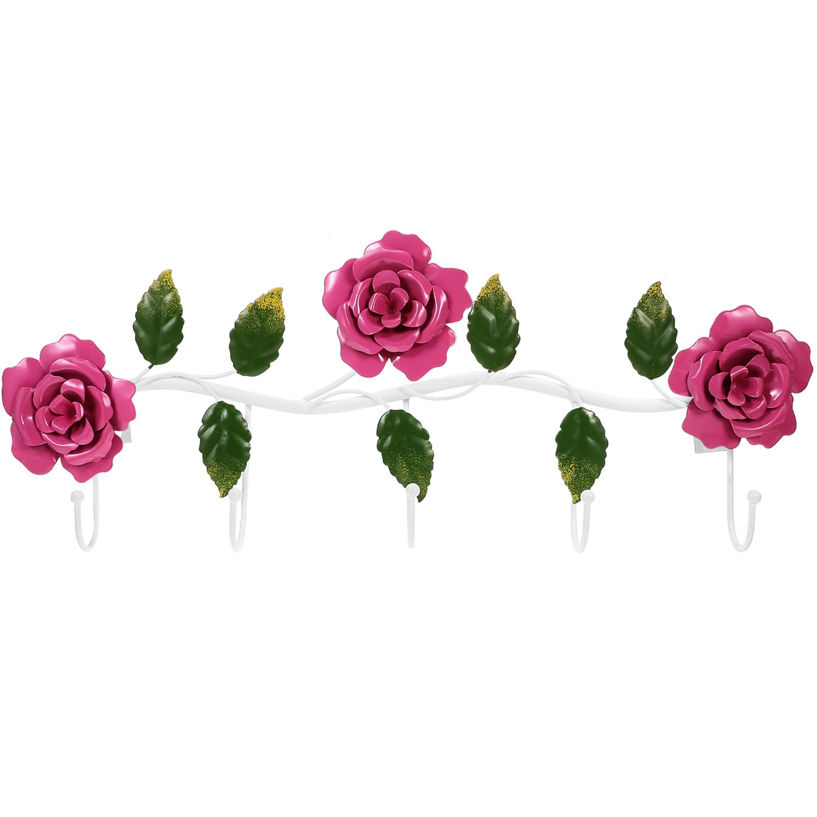 LOGOFUN Metal Wall Hooks Rose Flower Coat Hooks Rustic Style Hanging Hook for Bathroom Room Decorations (Rose)