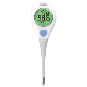 vicks rapidread digital thermometer, temperature readings in 2 seconds, use as oral thermometer, baby rectal thermometer or under the arm, water resistant, fsa and hsa eligible