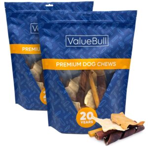 valuebull usa collagen variety mix, beef chews for dogs, smoked, fun shapes, 2 pound - natural & safe, single ingredient, rawhide-free, long lasting, healthy for hips, joints, skin & coat