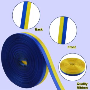 WANDIC 20 Yards Down Syndrome Awareness Satin Ribbon, Yellow & Blue Ribbon World Down Syndrome Day Ribbon for Gift Wrapping, Brooch Making