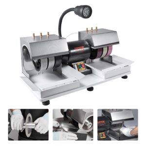 vevor cabbing machine, 6" 1/4hp 1800rpm efficient, lapidary rock grinder polisher with lamp & water pump, gem faceting machine, rock grinding machine for gem jade stone, create cabochons for necklaces