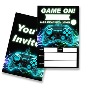 eudosi video game birthday party invitations supplies fill-in set of 20 with envelopes game on birthday bash invites cards, double sided