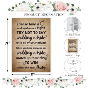 Don't say Bride or Wedding Game, Put a Ring on It Bridal Shower Game with 50 Fake Rings, Bridal Shower Decorations, Bachelorette Hens Party Game, Wedding Shower Supplies - 03