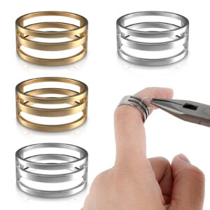 wllhyf 4 pieces jump ring opening tools stainless steel circle split opener bending ring appliance for jewelry maker craft projects supplies(gold,silver)