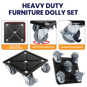 FEILAYDUN Furniture Mover Dolly, Larger Size Heavy Duty Furniture Movers, 3748LB/1700KG Load Capacity, 360° Rotation Wheels & Furniture Lifter, for Moving Heavy Furniture, Sofa, Cabinet, Refrigerator