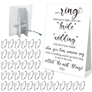 don't say bride or wedding game, put a ring on it bridal shower game with 50 fake rings, bridal shower decorations, bachelorette hens party game, wedding shower supplies - 01