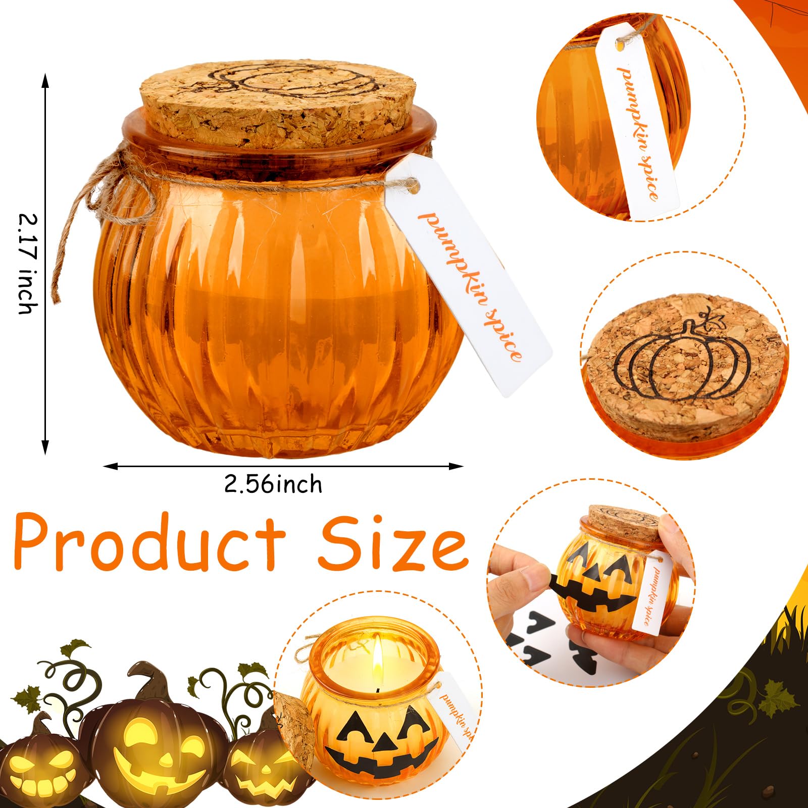 MTLEE 12 Pcs Pumpkin Candles Bulk Fall Thanksgiving Scented Candles Pumpkin Tealight Table Centerpieces with Signs Stickers for Thanksgiving Fall Room Home Decor