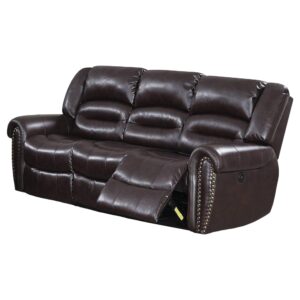 benjara bm299094 86 in. power recliner sofa with usb charging port brown