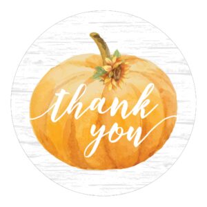 orange little pumpkin baby shower fall thank you stickers, envelope seals, favor bag labels - 40 count