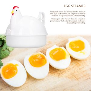 Microwave Egg Cooker, 4 Egg Capacity Microwave Egg Cooker for Hard Boiled Eggs, Chicken Shaped Egg Poacher Steamer, Heat Resistance Rapid Egg Boiler for Hard Boiled Eggs, White