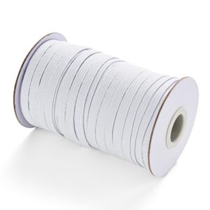 XKDOUS Elastic Band for Sewing, 1/4 Inch 40 Yards White Knit Elastic Bands High Elastic Cord for Sewing Waistband and Pants Waist