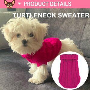 Kallfir's cutie XXS Dog Sweater, 2 Pieces Turtleneck Knitted Chihuahua Sweater Yorkie Teacup Dog Clothes Small Dogs Girl Winter Warm Sweaters Pet Cat Sweater Cold Weather Puppy Clothes XX-Small