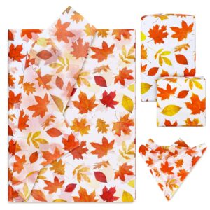 whaline 100 sheet fall leaves tissue paper bulk watercolor maple leaves art tissue autumn leaves wrapping tissue paper for thanksgiving baby shower wedding gift wrapping diy crafts, 19.6 x 13.7 inch