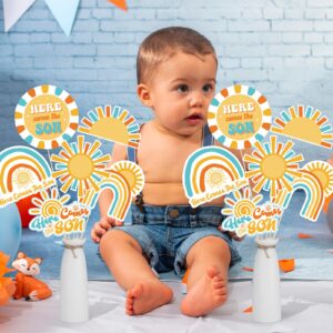 Kigley 36 Pcs Here Comes the Son Party Centerpiece Sticks Sun Table Toppers, Rainbow Party Decorations Boho Baby Shower Centerpieces for Boys Baby Shower Supplies Birthday Decor, 6 Styles