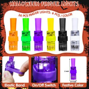 Halloween Party Favors for Kids, 36Pcs LED Light Up Finger Lights Halloween Goodie Bag Pinata Fillers Treats Spooky Glow in The Dark Toys Bulk for Halloween Party Classroom Prizes Trick or Treat Gifts