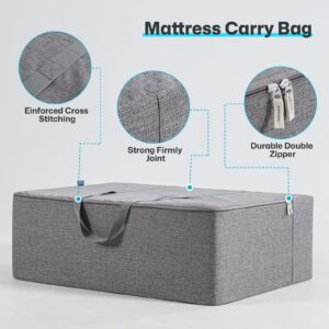 GOHOME Folding Mattress Storage Bags - Trifold Memory Foam Mattress Carry Case, Portable Mattress Sofa Bed Carrying Box for 4" Cot/Single Size Foldable Floor Mattress, 31.5"x26"x13"