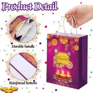 Qilery 18 Pcs Diwali Gift Bags with Tissue Paper Diwali Party Favors Diwali Candy Goody Bags with Handles Indian Diwali Treat Bags for Diwali Party Indian Celebration Supplies Decoration