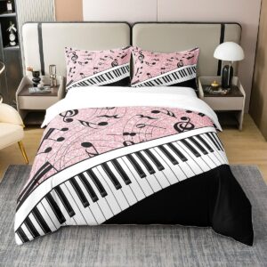 twin size duvet cover music 100% pure cotton bedding set black piano and musical note bedding set pink glitter comforter cover for room decor twin size 2 pcs