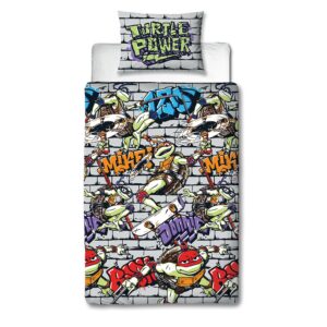 teenage mutant ninja turtles power single rotary duvet cover set - bedding duvet cover with pillow case - reversible duvet cover set for kids - comfortable & breathable - cute design