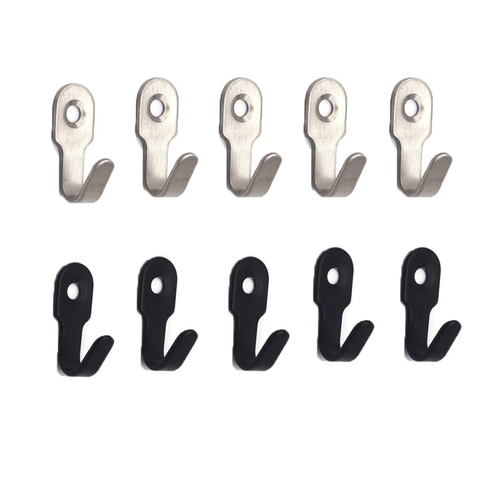 UtySty 10 Pack Screws Mount Wall Hook Cabinet Mounted Mini Hook Storage Organizer Hanger for Bag Keychain Clock Kitchen Bathroom Door Coat Closet Towel Art Picture Frame