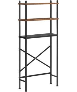 hoobro over the toilet storage, 3-tier over toilet bathroom organizer, freestanding above toilet shelf with adjustable feet, space saving, easy to assembly, rustic brown and black bf63ts01