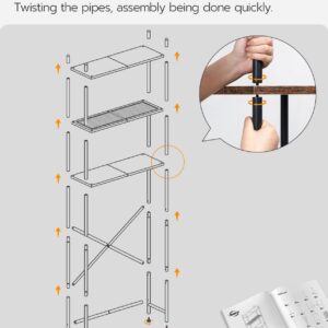 HOOBRO Over The Toilet Storage, 3-Tier Over Toilet Bathroom Organizer, Freestanding Above Toilet Shelf with Adjustable Feet, Space Saving, Easy to Assembly, Rustic Brown and Black BF63TS01