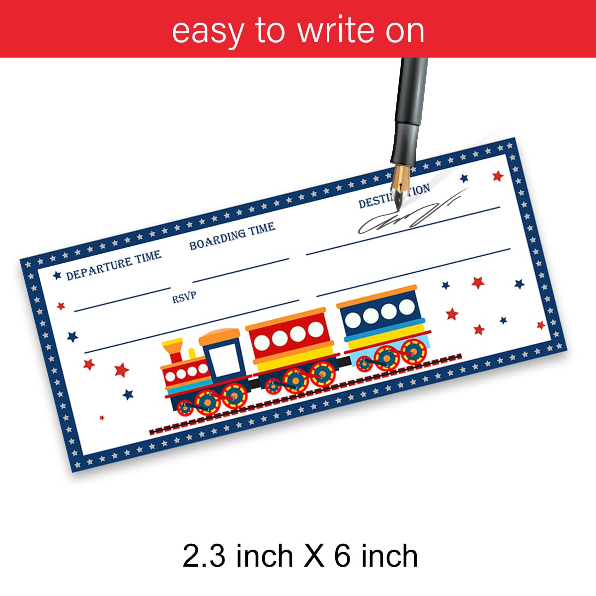 LyoGao 20 Pack Train Birthday Party Ticket Invitations With Envelopes Blue Boarding Pass Train Theme Train Ticket Invitations Fill in Invites Card