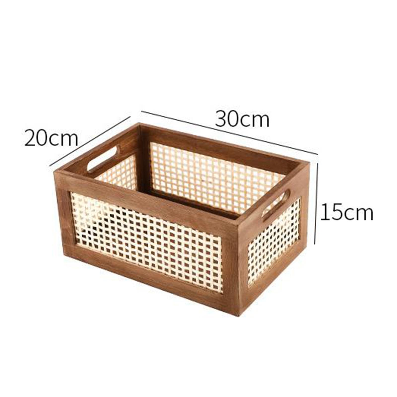 Yajuyi Wood Frame Storage Basket Wood Storage Crate Box for Desktop, S