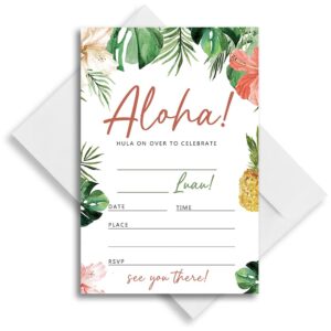 LoaHak Hawaiian Aloha Luau Birthday Decorations, Aloha Party Celebration, Hawaiian Aloha Luau Birthday Invitation. (082)