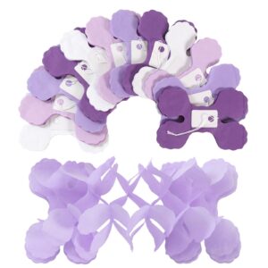 Purple White Lavender Party-Decorations Streamers-Garland - 12pcs Women Girl Birthday Supplies 4-Leaf Clover Paper Banners,Baby Bridal Shower Wedding Engagement Bachelorette Graduation Decor Ouruola