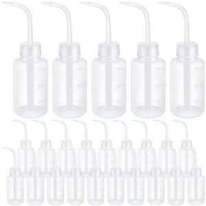 maxdot 24 pcs 5 oz plastic squeeze bottles bulk transparent white plant watering bottle with narrow mouth scale labels tattoo water bottles for safety rinse bottle watering tools, plant irrigation