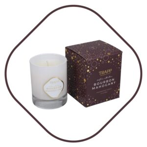 trapp no. 97 - bourbon mahogany - 2.1 oz. poured votive candle - aromatic home fragrance with seasonal scent of charred white oak, spanish saffron, & black mahogany notes - soy wax blend