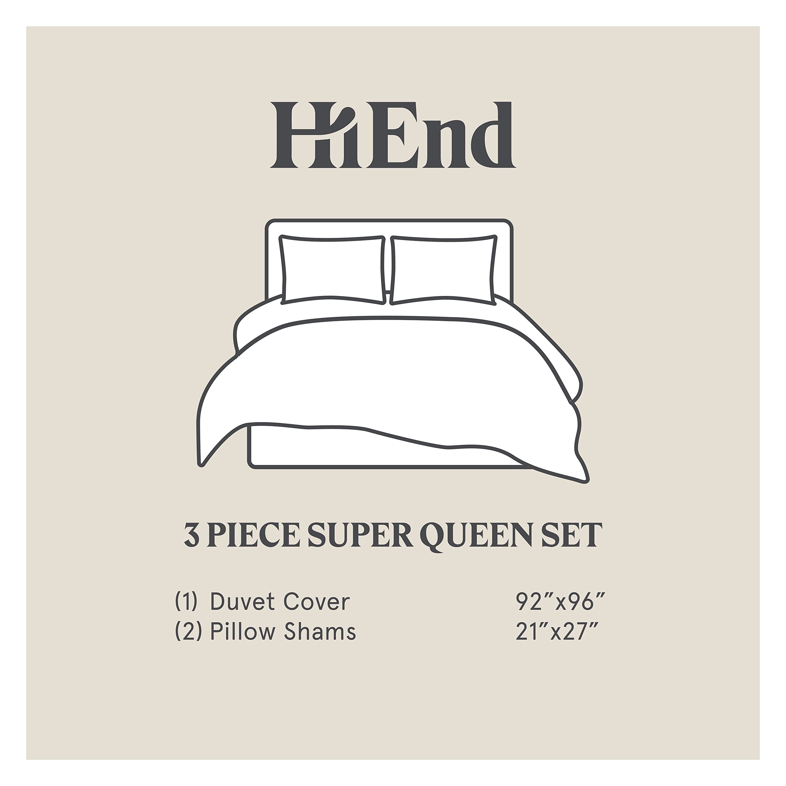 HiEnd Accents Chenille Herringbone 3 Piece Super Queen Duvet Set, Light Tan, Timeless Classic Modern Rustic Woven Tweed Luxury Bedding Set, 1 Duvet Cover and 2 Pillowcases