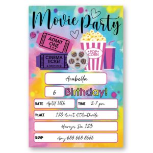 LoaHak Movie Birthday Decorations, Movie Party Celebration, Movie Night Invitations For Birthday. (088)