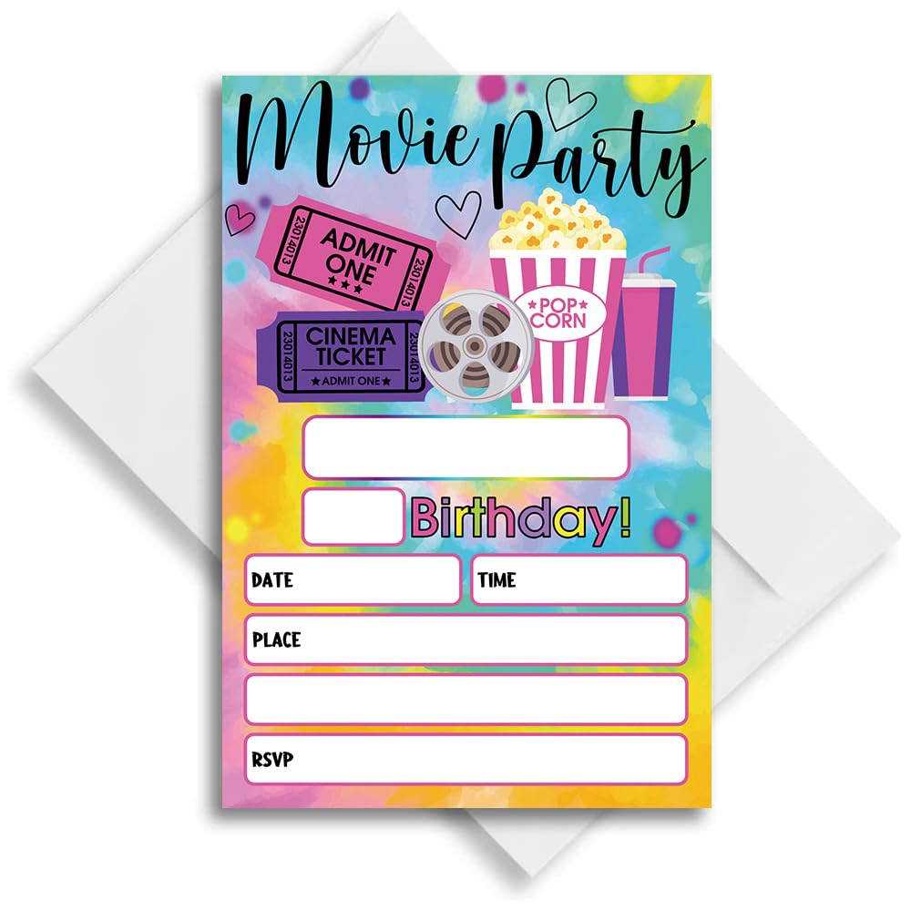 LoaHak Movie Birthday Decorations, Movie Party Celebration, Movie Night Invitations For Birthday. (088)