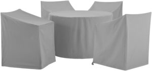 crosley furniture patio furniture covers, waterproof 5-piece cover set for round outdoor dining sets, gray