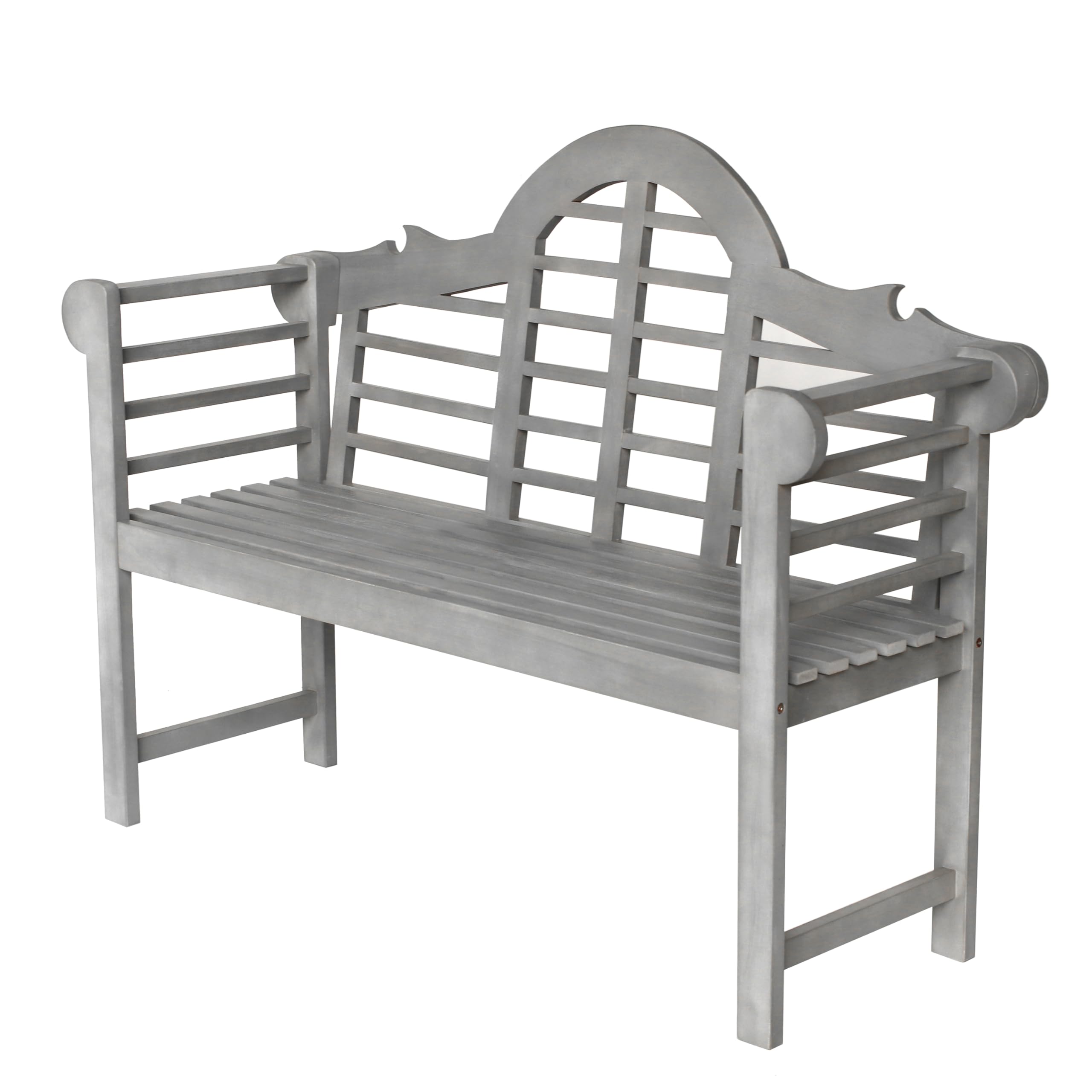 JONATHAN Y BNH103B Lutyens 51.2" 3-Seat Arched 600-Lbs Support Acacia Wood Outdoor Garden Patio Bench for Garden, Lawn, Backyard, Pool, Deck, Beach, Firepit, Gray