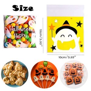 YVPSI 300pcs Halloween Treat Bags self Adhesive Candy Bag Halloween Cellophane Cookie Bags Halloween Goody Bags Snacks Gift Bags for Kids Halloween Candy Party Favors