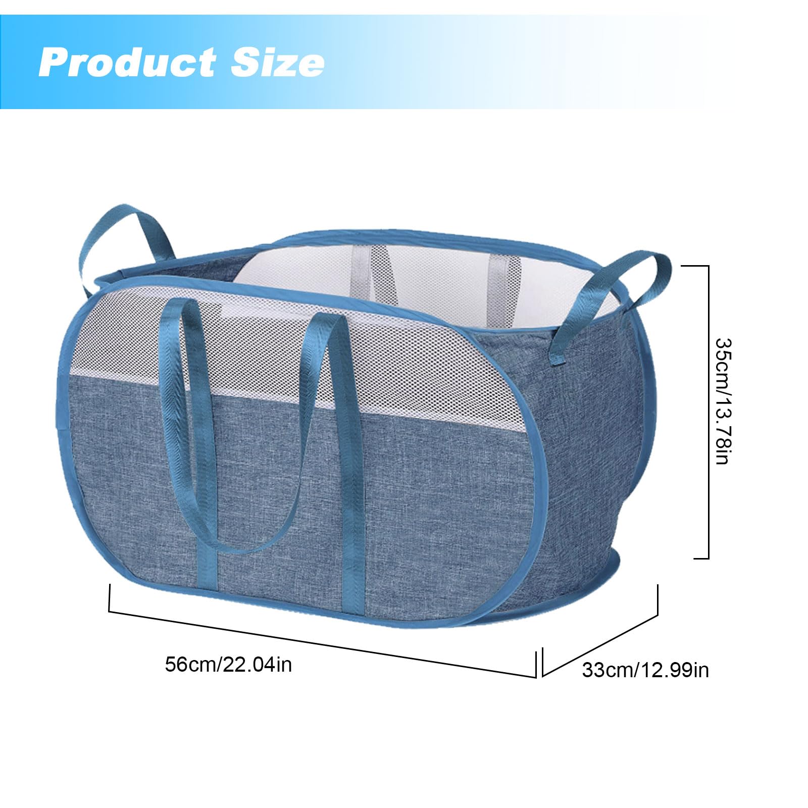 Pop Up Laundry Hamper,Collapsible Mesh Laundry Basket,Foldable Laundry Caddy with Durable Handles,Portable Dirty Clothes Hamper for Dorm/Bathroom/Travel,Laundry Caddy for Space Saving and Storage