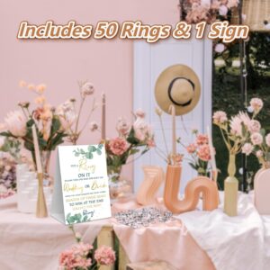 Eucalyptus Bridal Shower Theme Decorations,Put A Ring On It Game,Don't Say Bride Games,Bridal Shower Games,Wedding Shower,Engagement Party Games(1 Sign And 50 Plastic Diamond Rings)-1