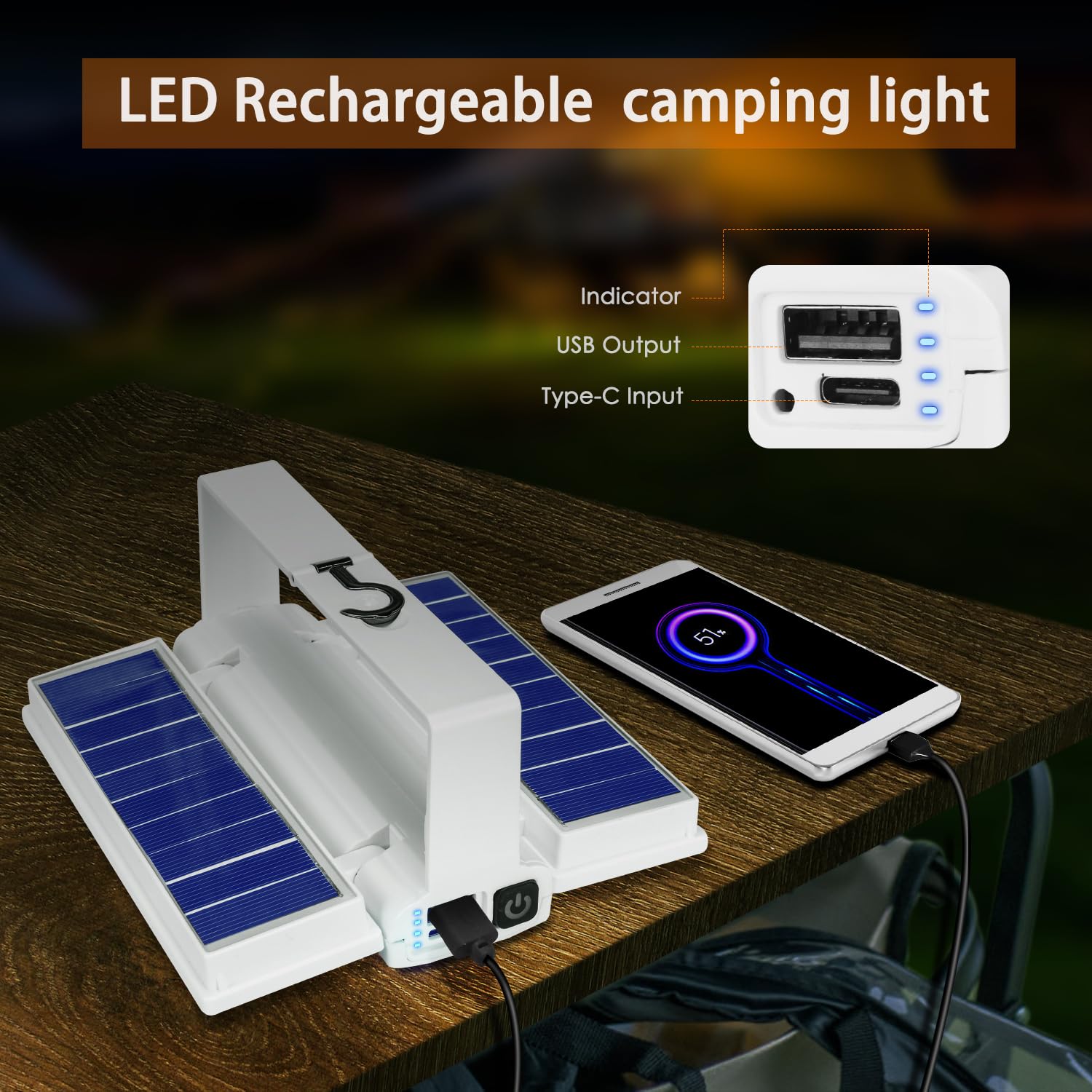 2 in 1 Solar Camping Lights,5 Modes Dimmable Solar Lantern Flashlight, 5000mAh High Capacity Battery Collapsable Lantern Outdoor Waterproof Hanging Tent Lamp Emergency Light for Home Power Failure