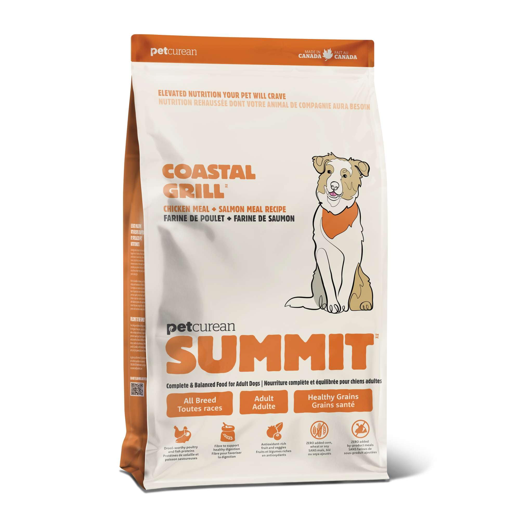 Petcurean Summit Coastal Grill, Dry Dog Food, Chicken Meal and Salmon Meal Adult Recipe with Grains, 25 lb Bag