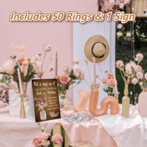 Rustic Bridal Shower Theme Decorations,Put A Ring On It Game,Don't Say Bride Games,Bridal Shower Games,Wedding Shower,Engagement Party Games(1 Sign And 50 Plastic Diamond Rings)-5